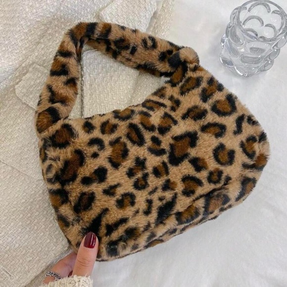 Bags | Leopard Print Faux Fur Handbag | Poshmark